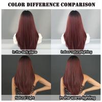 China Fashion Long Straight Dark Root Hair Black Auburn Synthetic Wig 26 Inch for Women for sale