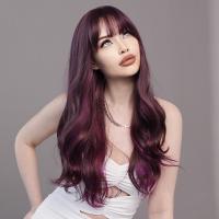 China 24 Inch Dark Wine Body Wave Synthetic Wig for Women Long Hair High Temperature Fiber for sale