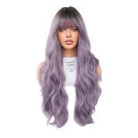 China Fashion Long Body Wave Dark Root Hair Purple Synthetic Wig 28 Inch for Women for sale