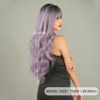 China Fashion Long Body Wave Dark Root Hair Purple Synthetic Wig 28 Inch for Women for sale