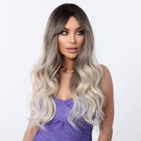 China Fashion Long Body Wave Dark Root Blonde Synthetic Wig 28 Inch for Women for sale