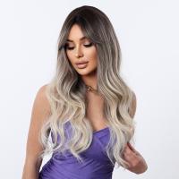 China Fashion Long Body Wave Dark Root Blonde Synthetic Wig 28 Inch for Women for sale
