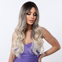 China Fashion Long Body Wave Dark Root Blonde Synthetic Wig 28 Inch for Women for sale