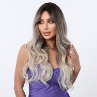 China Fashion Long Body Wave Dark Root Blonde Synthetic Wig 28 Inch for Women for sale