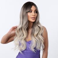 China Fashion Long Body Wave Dark Root Blonde Synthetic Wig 28 Inch for Women for sale