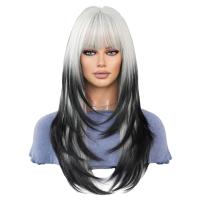 China 24 Inch Long Straight Synthetic Wig Blonde Black High Temperature Fiber for Women for sale