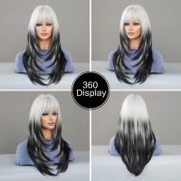 China 24 Inch Long Straight Synthetic Wig Blonde Black High Temperature Fiber for Women for sale