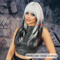 China 24 Inch Long Straight Synthetic Wig Blonde Black High Temperature Fiber for Women for sale
