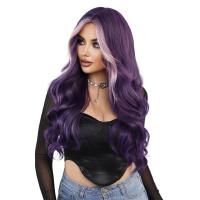 China Fashion Long Body Wave Purple Synthetic Wig 28 Inch High Temperature Fiber for Women for sale
