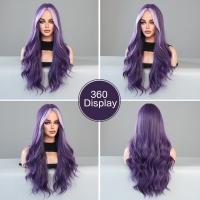 China Fashion Long Body Wave Purple Synthetic Wig 28 Inch High Temperature Fiber for Women for sale