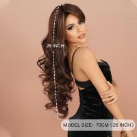 China Fashion Long Body Wave Highlighted Synthetic Wig Brown Blonde 26 Inch for Women for sale