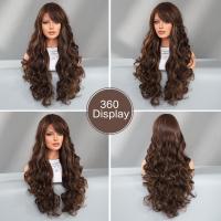 China Fashion Long Body Wave Highlighted Synthetic Wig Brown Blonde 26 Inch for Women for sale