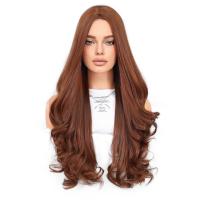 China Fashion Long Body Wave Hair Auburn Synthetic Wig 27 Inch for Women for sale