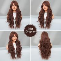 China Fashion Long Body Wave Brown Synthetic Wig for Women 28 Inch for sale
