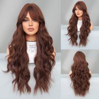 China Fashion Long Body Wave Brown Synthetic Wig for Women 28 Inch for sale
