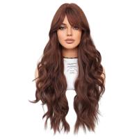 China Fashion Long Body Wave Brown Synthetic Wig for Women 28 Inch for sale