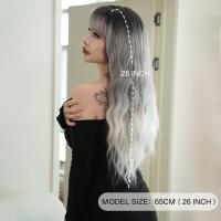China Fashion Long Body Wave Dark Root Synthetic Wig Grey Blonde 26 Inch for Women for sale