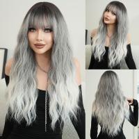China Fashion Long Body Wave Dark Root Synthetic Wig Grey Blonde 26 Inch for Women for sale