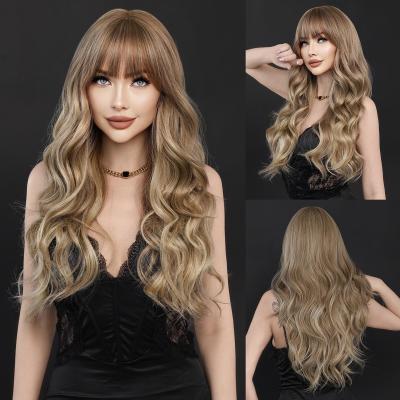 China Blonde Body Wave Synthetic Wig 26 Inch Long Hair for Women High Temperature Fiber for sale