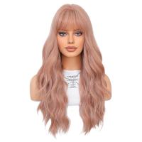 China Fashion Long Body Wave Hair Pink Synthetic Wig 26 Inch for Women for sale