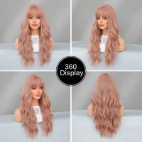China Fashion Long Body Wave Hair Pink Synthetic Wig 26 Inch for Women for sale