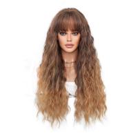 China Fashion Long Deep Wave Two Tone Brown Blonde Synthetic Wig 28 Inch for Women for sale