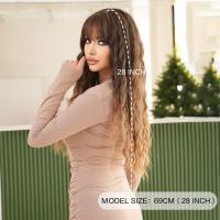 China Fashion Long Deep Wave Two Tone Brown Blonde Synthetic Wig 28 Inch for Women for sale
