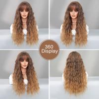 China Fashion Long Deep Wave Two Tone Brown Blonde Synthetic Wig 28 Inch for Women for sale