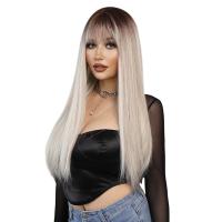 China Fashion Long Straight Dark Root Blonde Synthetic Wig 26 Inch for Women for sale