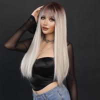 China Fashion Long Straight Dark Root Blonde Synthetic Wig 26 Inch for Women for sale