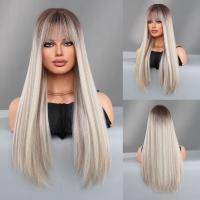 China Fashion Long Straight Dark Root Blonde Synthetic Wig 26 Inch for Women for sale