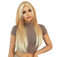 China Fashion Long Straight Blonde Synthetic Wig 24 Inch High Temperature Fiber for Women for sale