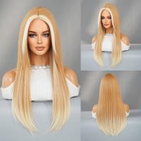 China Fashion Long Straight Blonde Synthetic Wig 24 Inch High Temperature Fiber for Women for sale