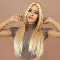 China Fashion Long Straight Blonde Synthetic Wig 24 Inch High Temperature Fiber for Women for sale