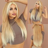China Fashion Long Straight Blonde Synthetic Wig 24 Inch High Temperature Fiber for Women for sale