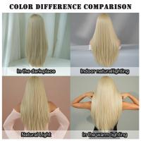 China Fashion Long Straight Hair Blonde Synthetic Wig for Women 26 Inch High Temperature Fiber for sale