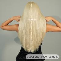 China Fashion Long Straight Hair Blonde Synthetic Wig for Women 26 Inch High Temperature Fiber for sale