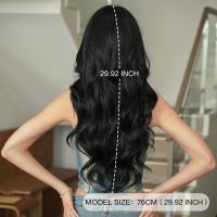 China 30 Inch Long Body Wave Synthetic Wig Black Red High Temperature Fiber Machine Made for sale