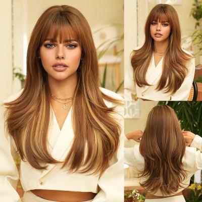 China Fashion Long Body Wave Highlighted Blonde Synthetic Wig 24 Inch for Women for sale
