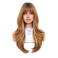 China Fashion Long Body Wave Highlighted Blonde Synthetic Wig 24 Inch for Women for sale