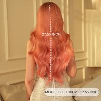 China 28 Inch Long Body Wave Dark Root Pink Synthetic Wig for Women High Temperature Fiber for sale