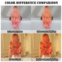 China 28 Inch Long Body Wave Dark Root Pink Synthetic Wig for Women High Temperature Fiber for sale