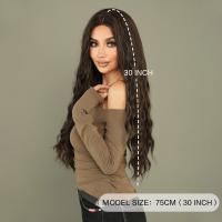 China 30 Inch Long Deep Wave Synthetic Wig Natural Black High Temperature Fiber Machine Made Women for sale