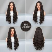 China 30 Inch Long Deep Wave Synthetic Wig Natural Black High Temperature Fiber Machine Made Women for sale