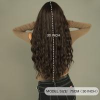China 30 Inch Long Deep Wave Synthetic Wig Natural Black High Temperature Fiber Machine Made Women for sale