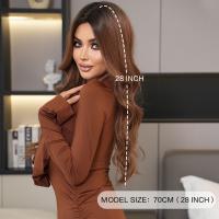 China Long Body Wave Dark Root Brown Synthetic Wig 28 Inch High Temperature Fiber for Women for sale