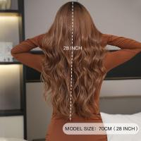 China Long Body Wave Dark Root Brown Synthetic Wig 28 Inch High Temperature Fiber for Women for sale