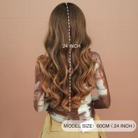 China Fashion Long Body Wave Highlighted Brown Blonde Synthetic Wig 24 Inch for Women for sale