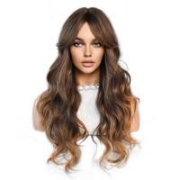 China Fashion Long Body Wave Highlighted Brown Blonde Synthetic Wig 24 Inch for Women for sale