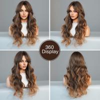 China Fashion Long Body Wave Highlighted Brown Blonde Synthetic Wig 24 Inch for Women for sale
